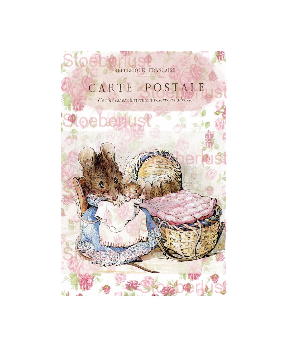 Mrs. Mice and Her Children Decalfolie, Waterslide Laser Waterproof ...