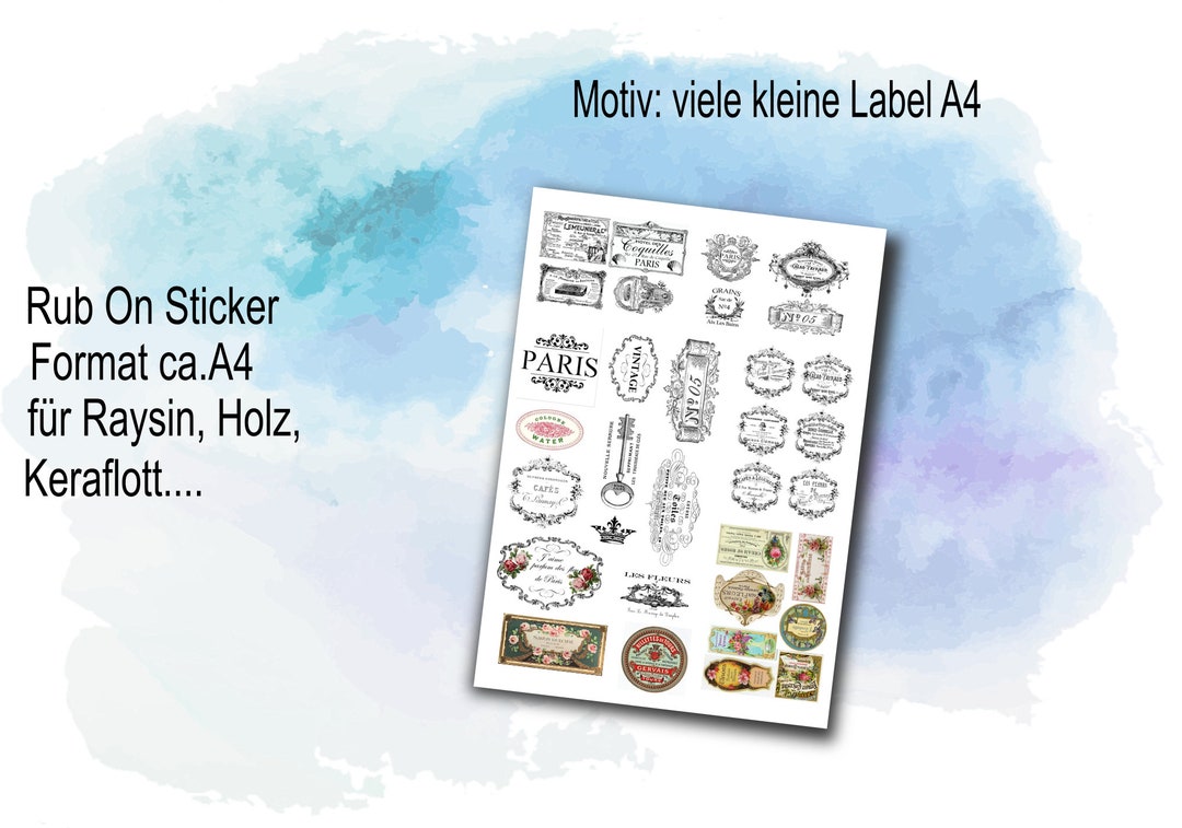 Rub on Sticker 35 Small Label for Crafting A4 Transfer Stickers F ...