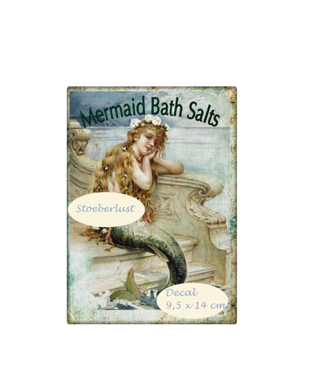 Mermaid Vintage Advertising as a Waterslice, Decal Waterproof 9,5 X 14 ...
