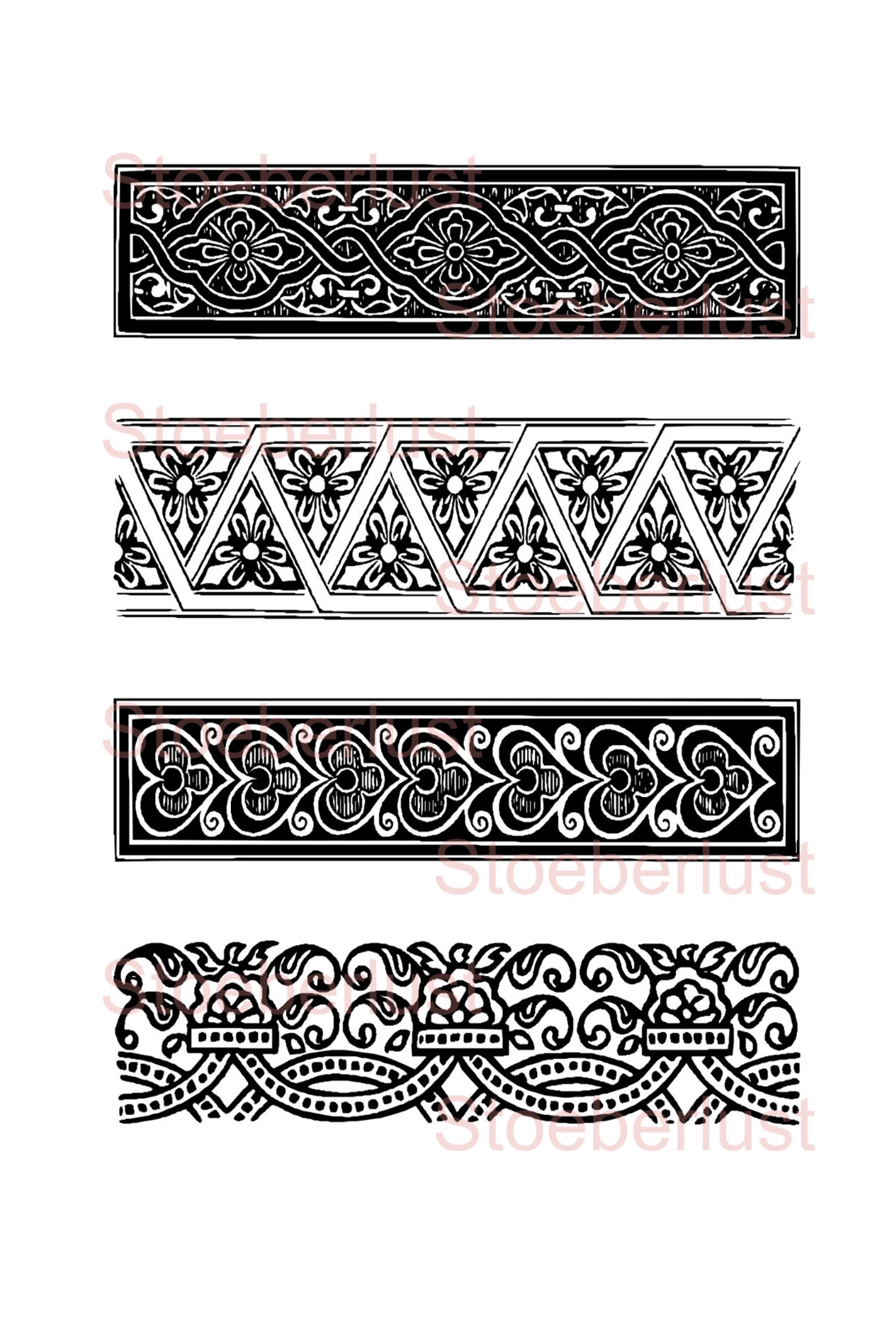 4 Vintage Borders Dimensions in Text on A 4 Decal Waterproof - Etsy
