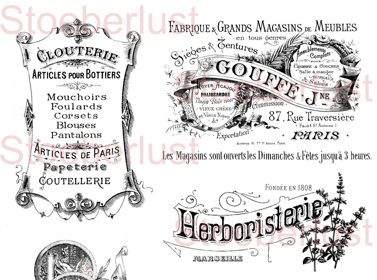 7 French Vintage Labels A4 – Rub on Classic, Water‑slide Decal, DIY ...