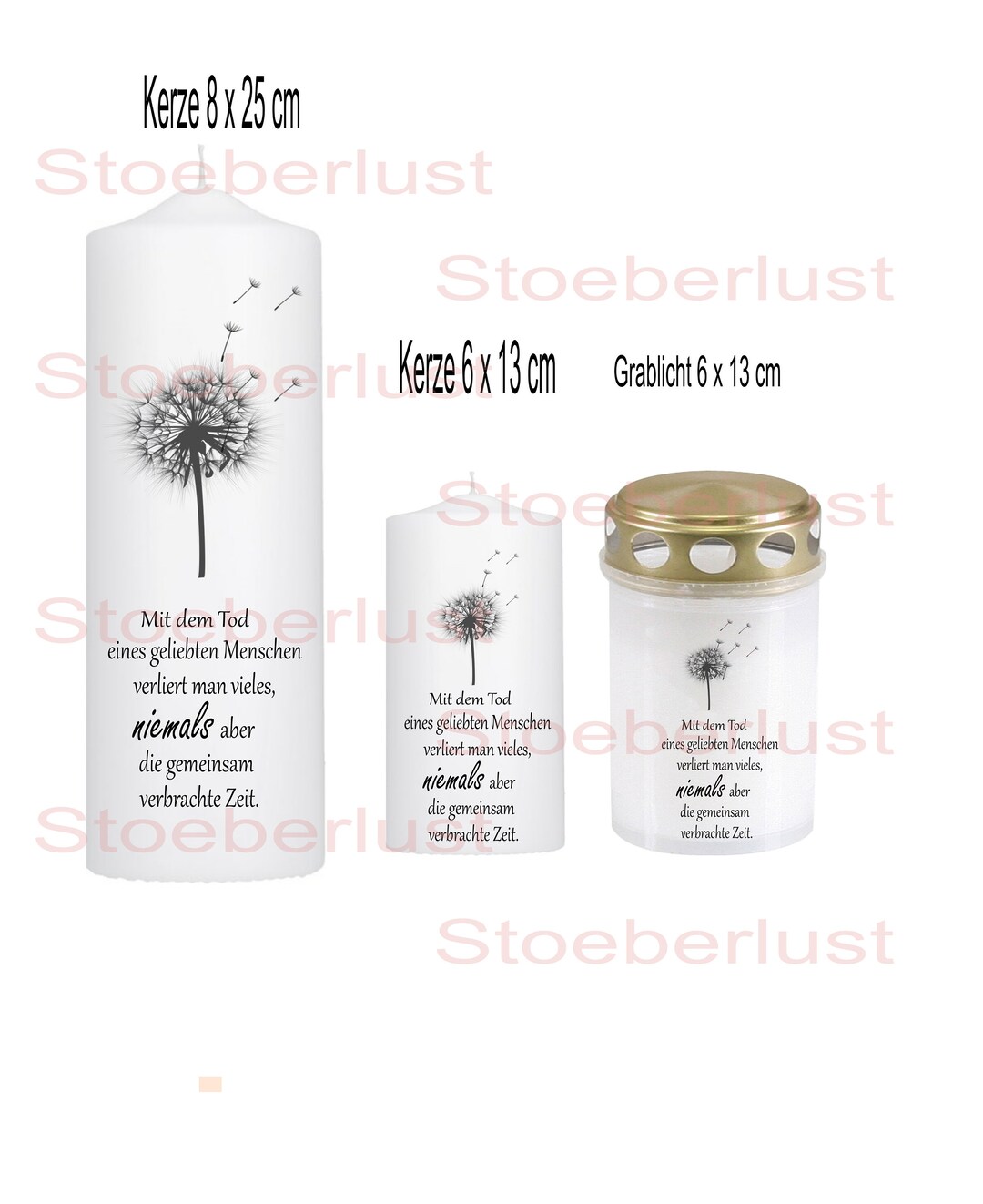 Memorial Candle, Funeral Light, Farewell Candle, Dandelion Candle ...