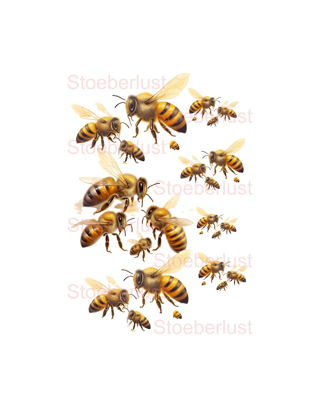 28 Bees or 7 Bees on A4 Water Slide Film / Rub on Classic or Adhesive ...