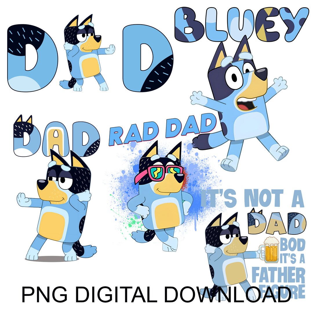 Bluey Dad PNG, Bluey Family PNG, Rad Dad Png, Diseño Bluey, Descarga ...