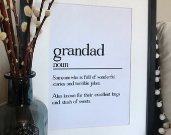 Grandad Definition PRINTABLE Art Grandfather Grandpa - Etsy UK