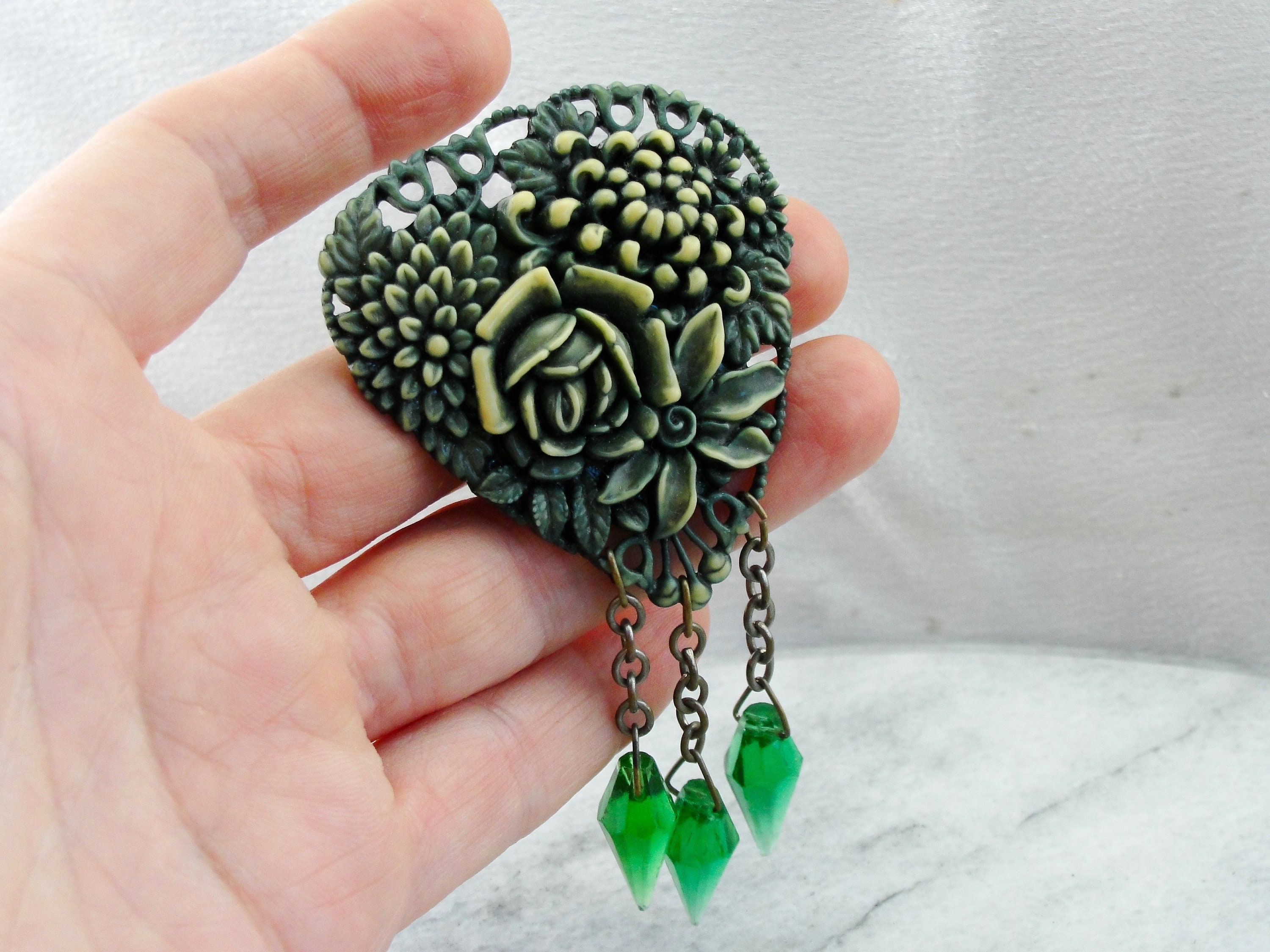 Vintage Pin Jewelry CARVED CELLULOID BROOCH Floral Drippy - Etsy España