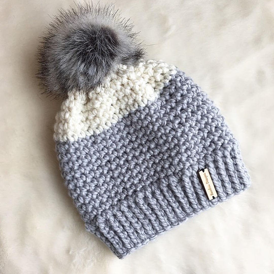 Color Block Hat, Crochet Color Block Hat, Chunky Winter Hat, Women's ...