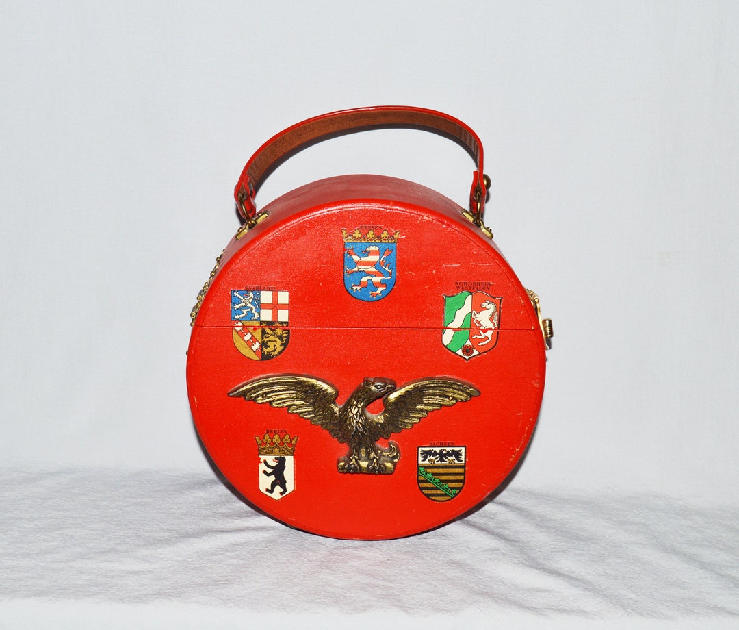 Vintage Box Purse Wood Box Purse Round Original by Ann - Etsy