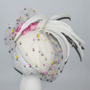 Vintage Hat Joe Bill Miller, 1980s, White Wool Fascinator With White ...