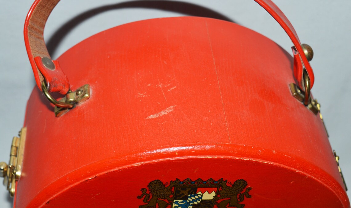 Vintage Box Purse Wood Box Purse Round Original by Ann | Etsy