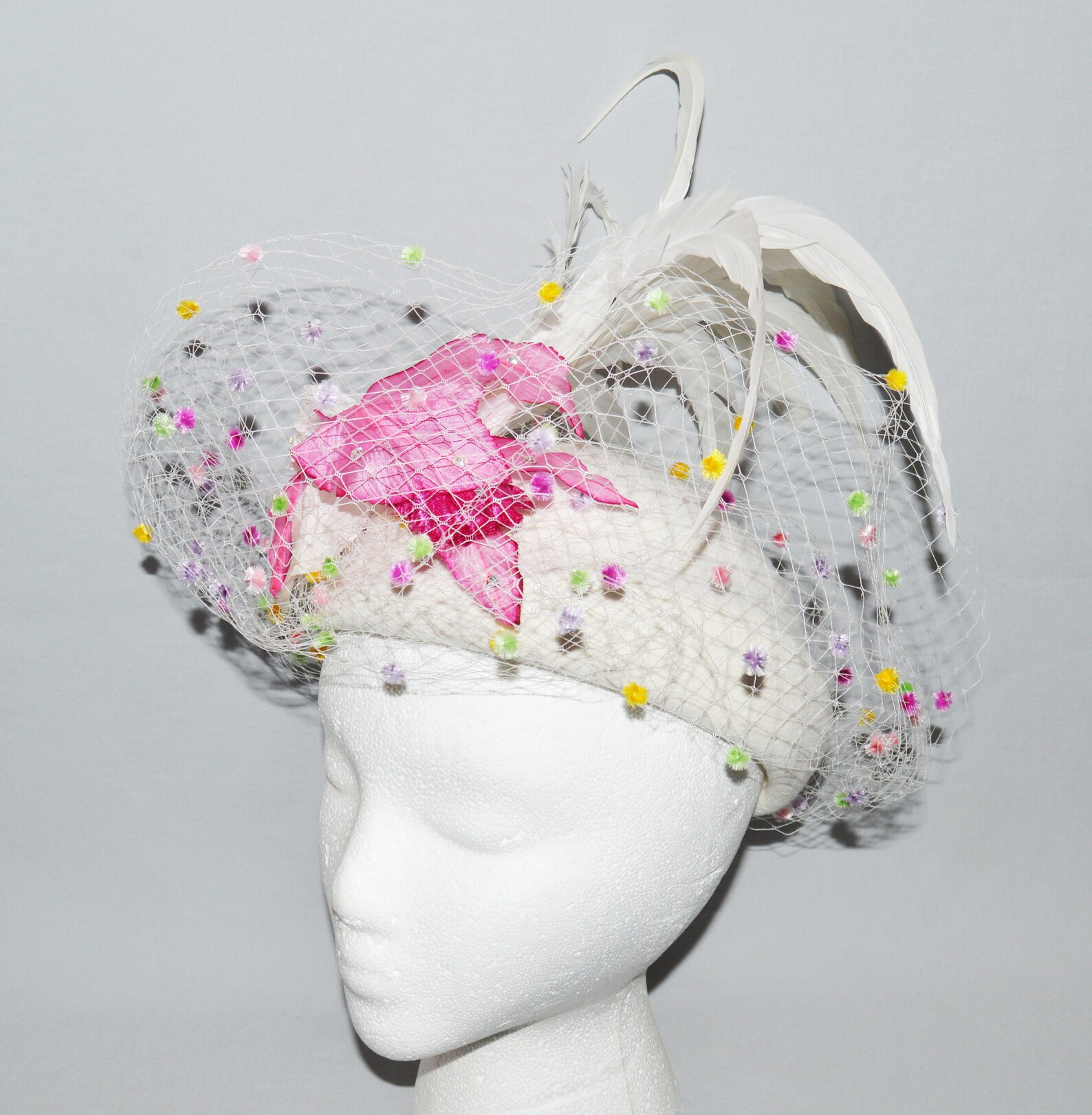 Vintage Hat Joe Bill Miller 1980s White Wool Fascinator | Etsy