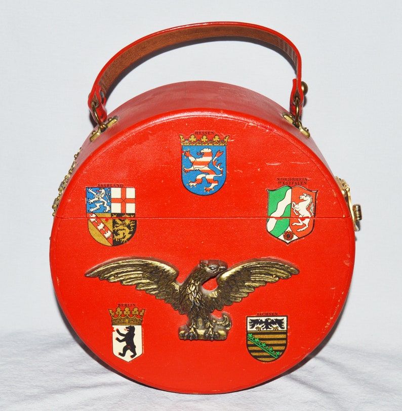 Vintage Box Purse Wood Box Purse Round Original by Ann | Etsy