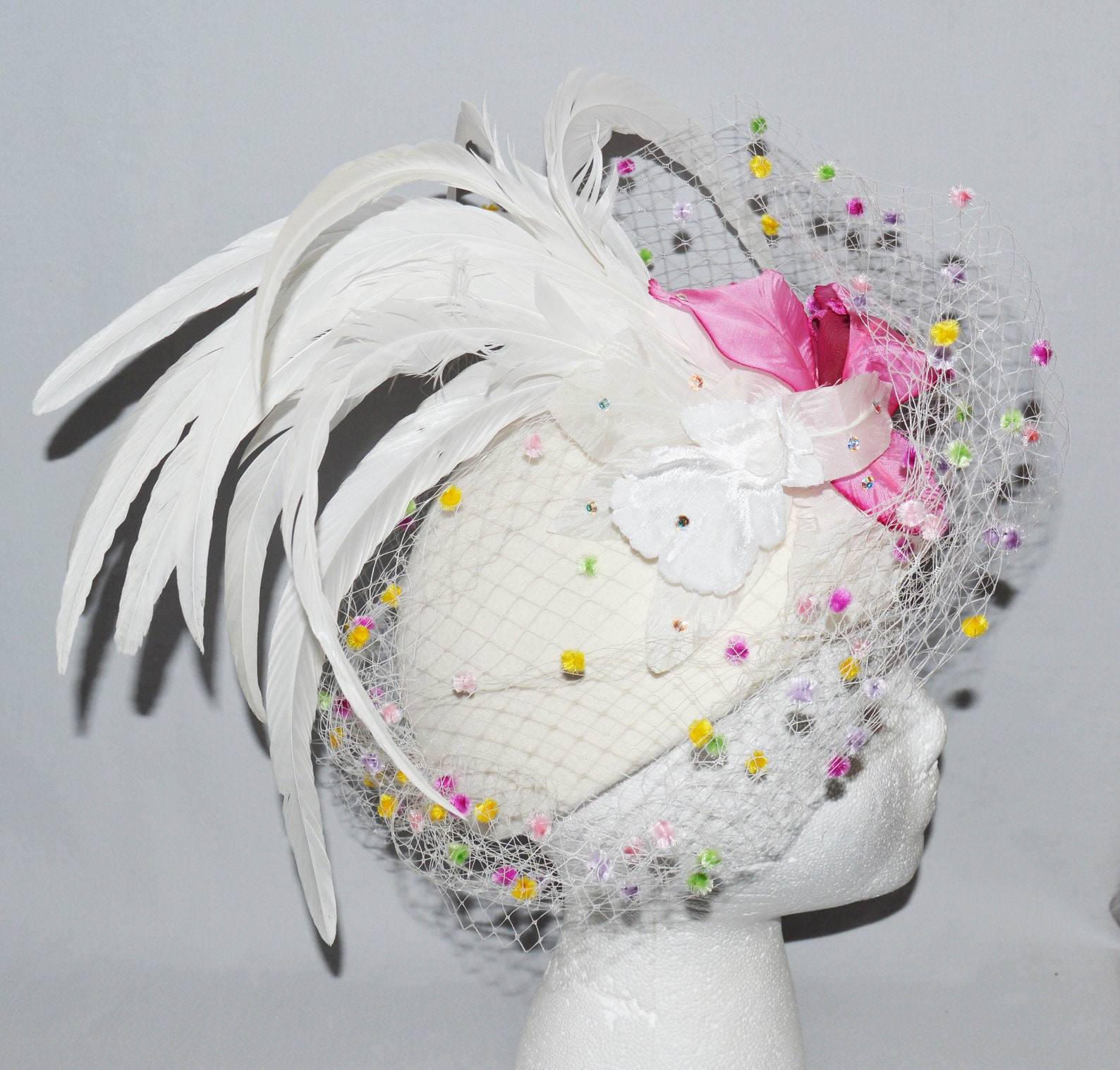 Vintage Hat Joe Bill Miller 1980s White Wool Fascinator | Etsy