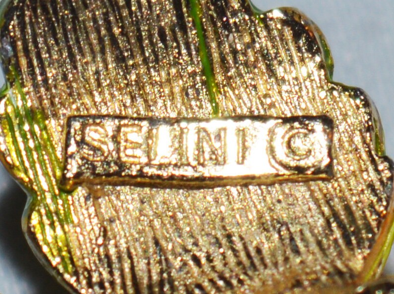 Vintage Brooch Selini 1960s Pears and Flowers Enamel Over - Etsy