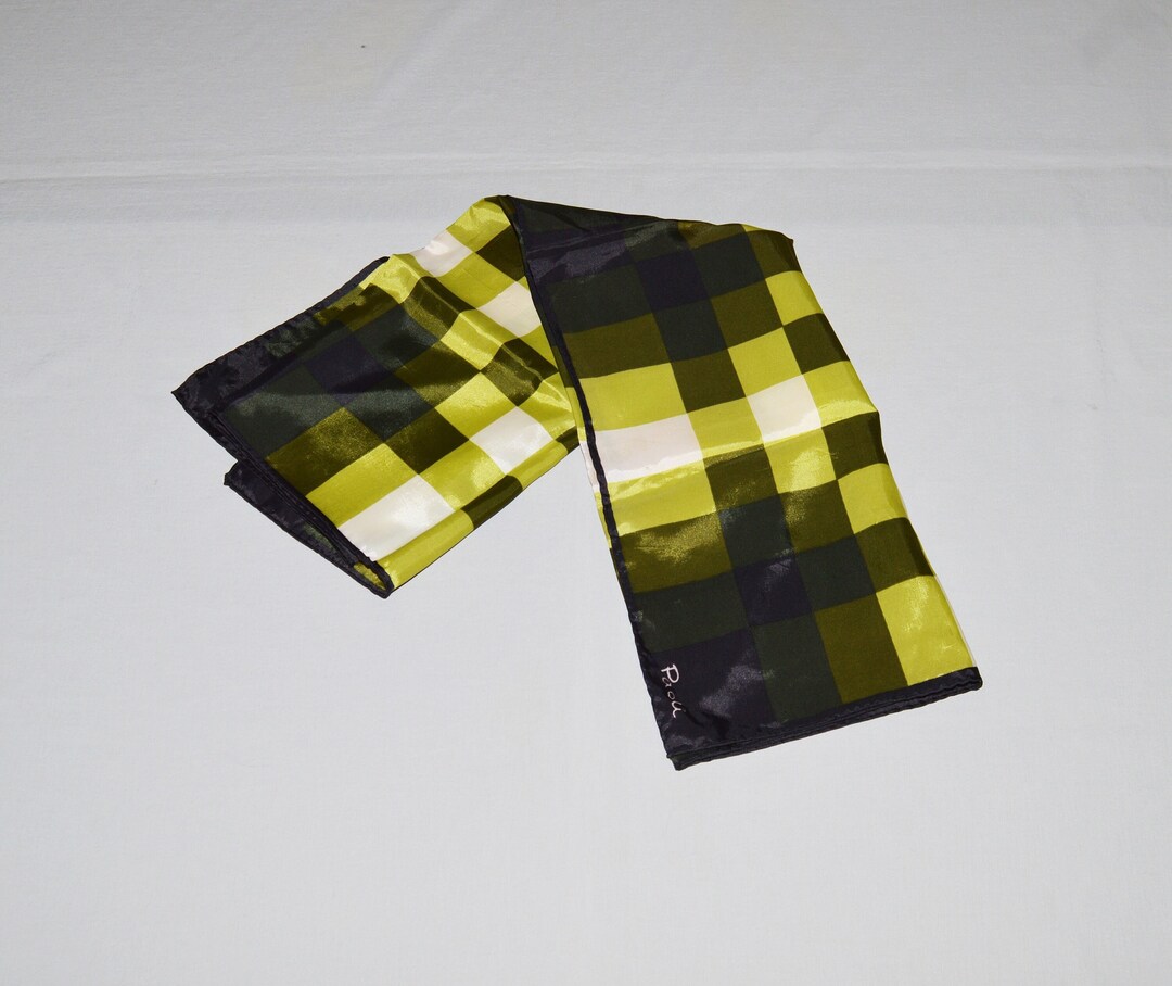 Vintage Scarf - Paoli, 1960s or 1970s, Two-tone Green Check/plaid ...