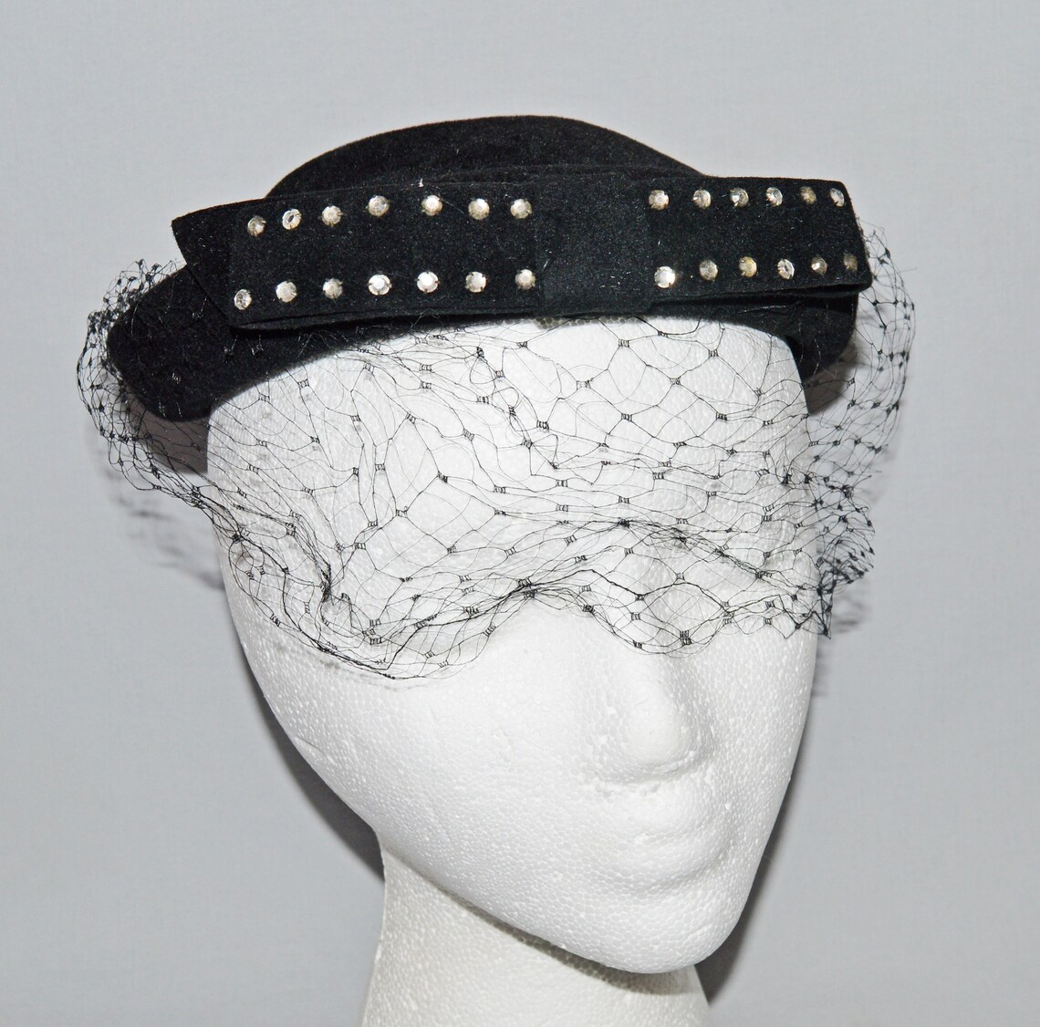 Vintage Ladies' Hat Black Velour Juliet Cap With Veil - Etsy