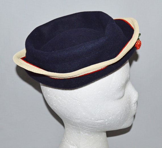 Vintage Hat - Sailor-Style Hat, 1940s or 1950s, Dark … - Gem
