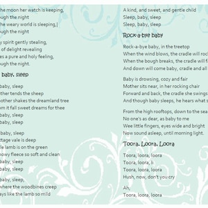 Baby Songs Cheat Sheet Booklet - Lyrics for Lullabies. to Soothe Your ...