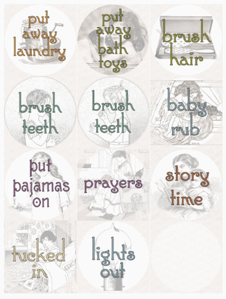 Craft Your Own Vintagesque Bedtime Routine Chart Instant Download ...