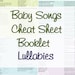 Baby Songs Cheat Sheet Booklet - Lyrics for Lullabies. to Soothe Your ...