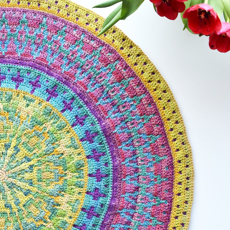 Crochet PATTERN Mosaic Mandala Rug Textured Jute Rug | Etsy