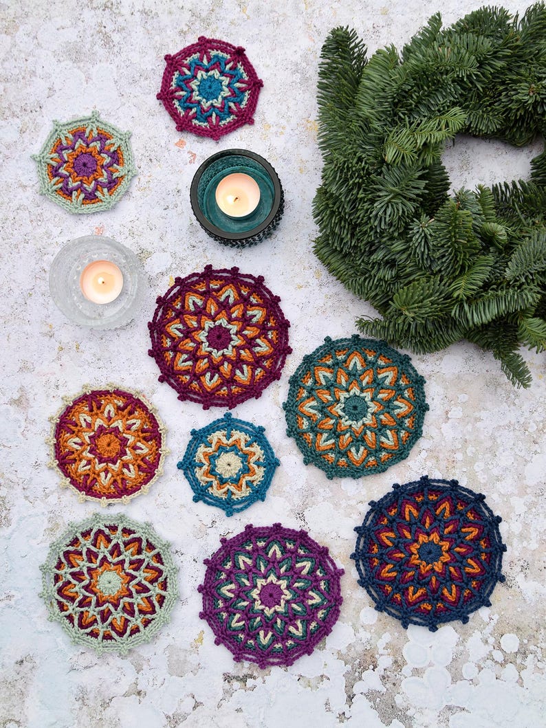 Festive Mandala Coaster Crochet Pattern: Overlay Mosaic (digital ...