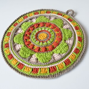 PATTERN Crocheted Potholder Stained glass mandala Overlay and tapestry ...