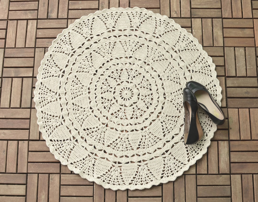 PATTERN - Crochet Doily Rug - White Large Lace Rug - Instant Download ...