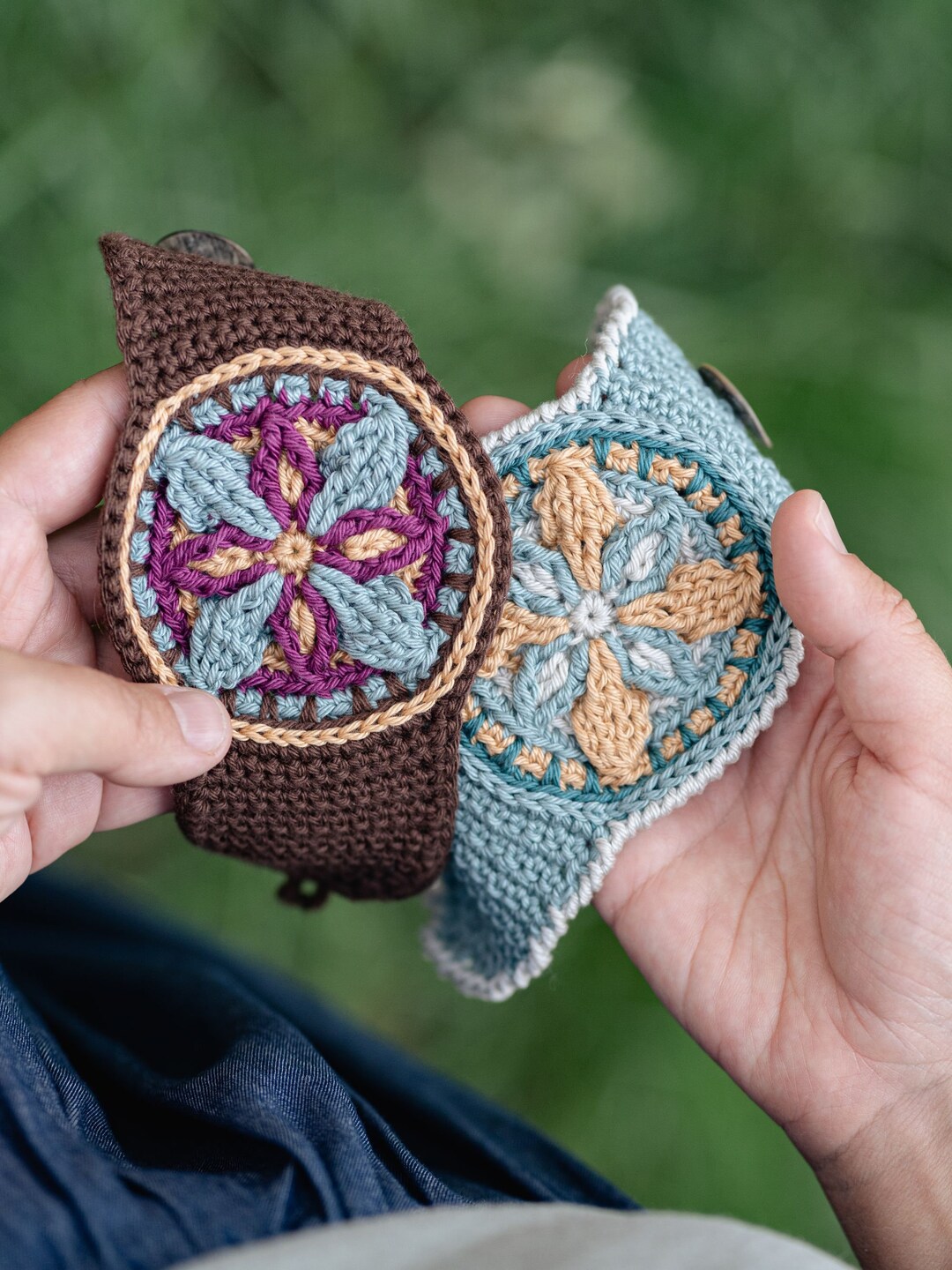 PATTERN Crocheted Wrap Bracelet - Overlay Crochet Mandala Bangle ...