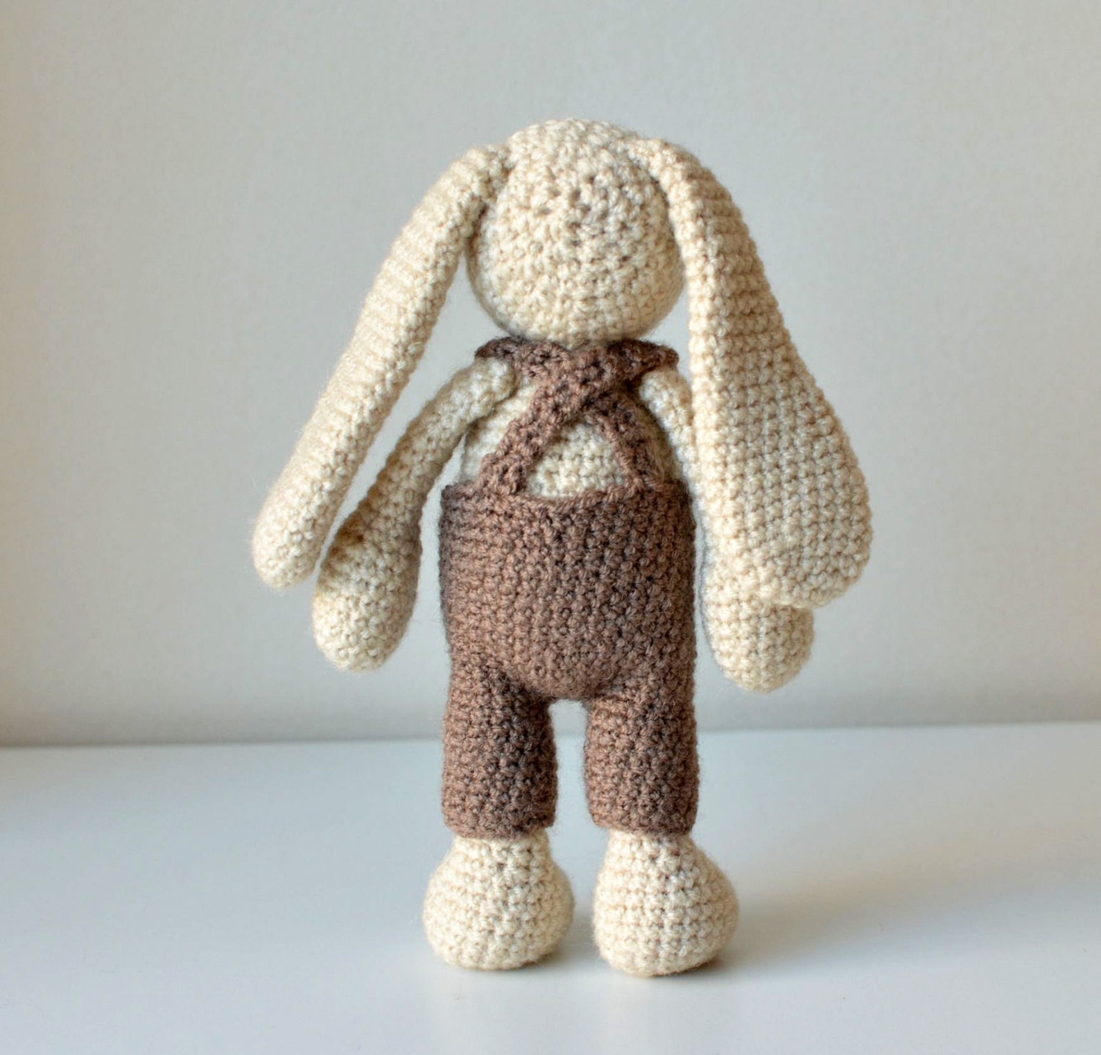 PATTERN - Crochet White Bunny With Long Ears - Soft Rabbit With Pants ...