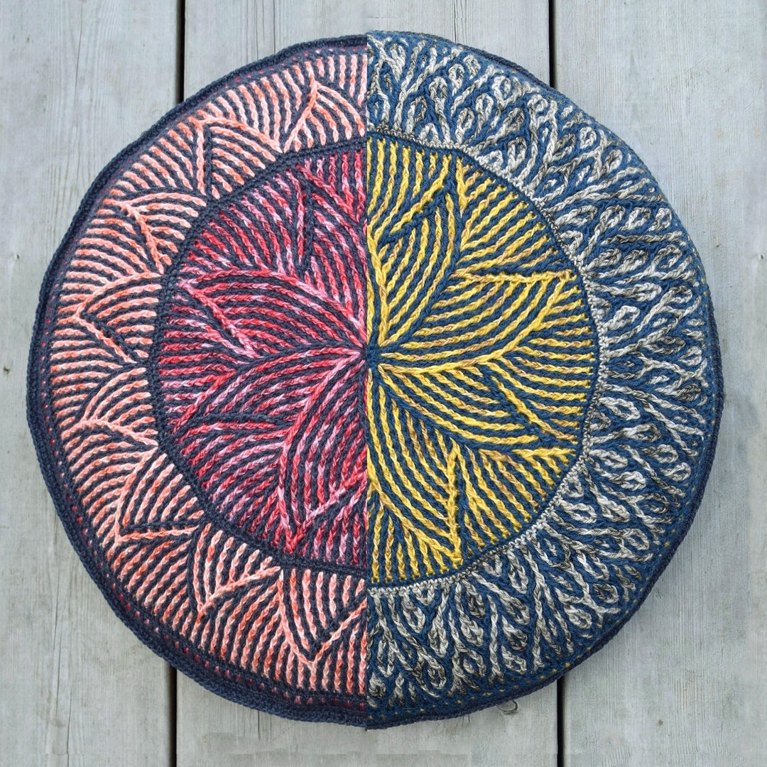 Brioche Crochet Helios Mandala Pattern: Colorful Pillow (digital ...