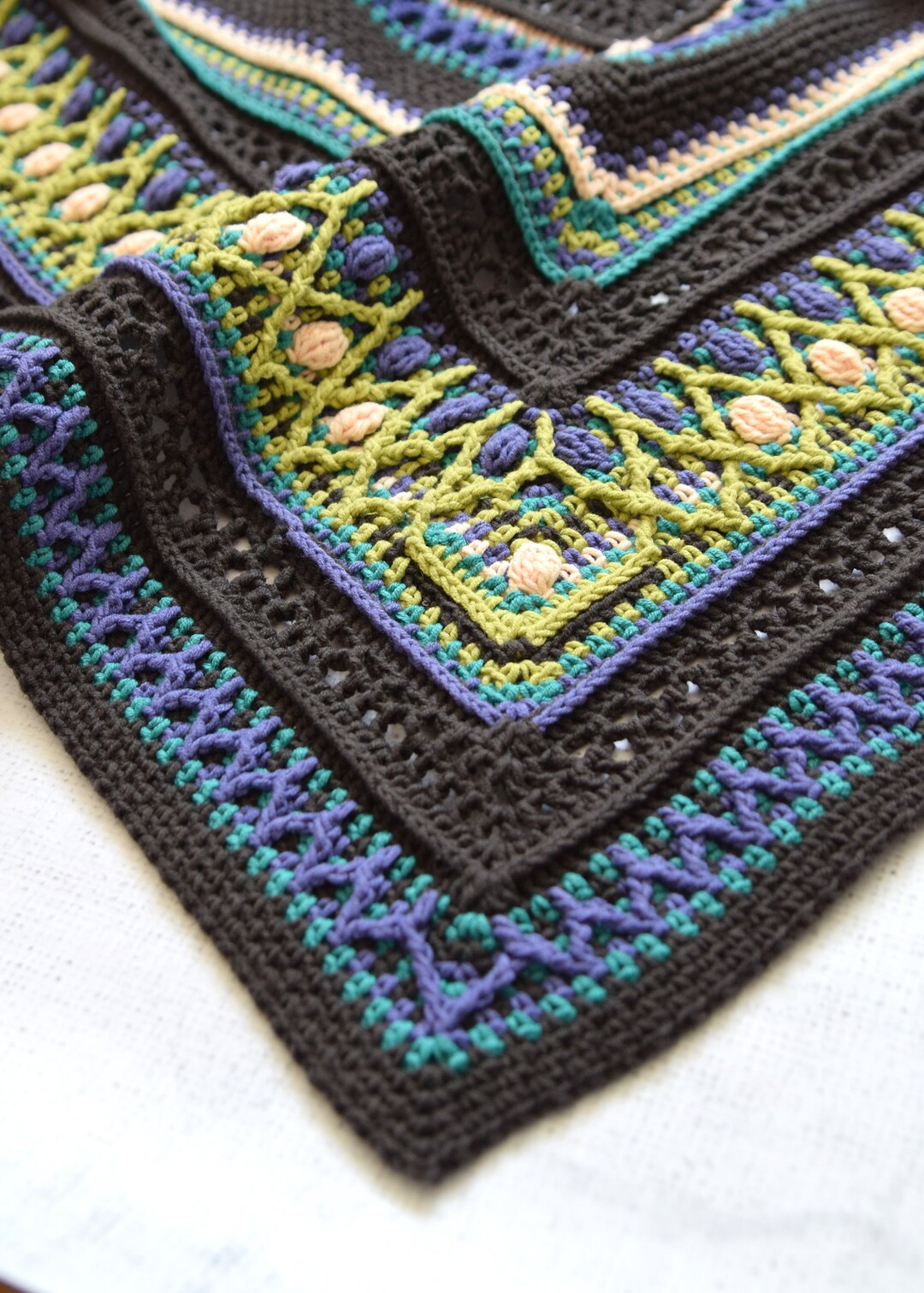 PATTERN - Kamala Border - Edging, Border for a Crochet Blanket ...