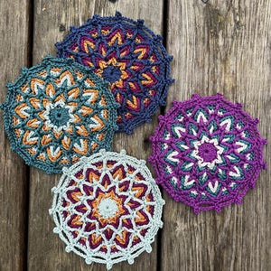 PATTERN - Festive Mandala Coaster - Crochet Pattern - Crochet Mandala ...