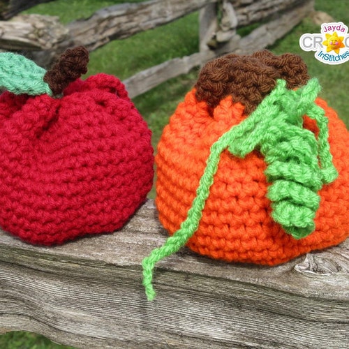 Crochet Apple Drawstring Sack PDF PATTERN Easy Drawstring - Etsy