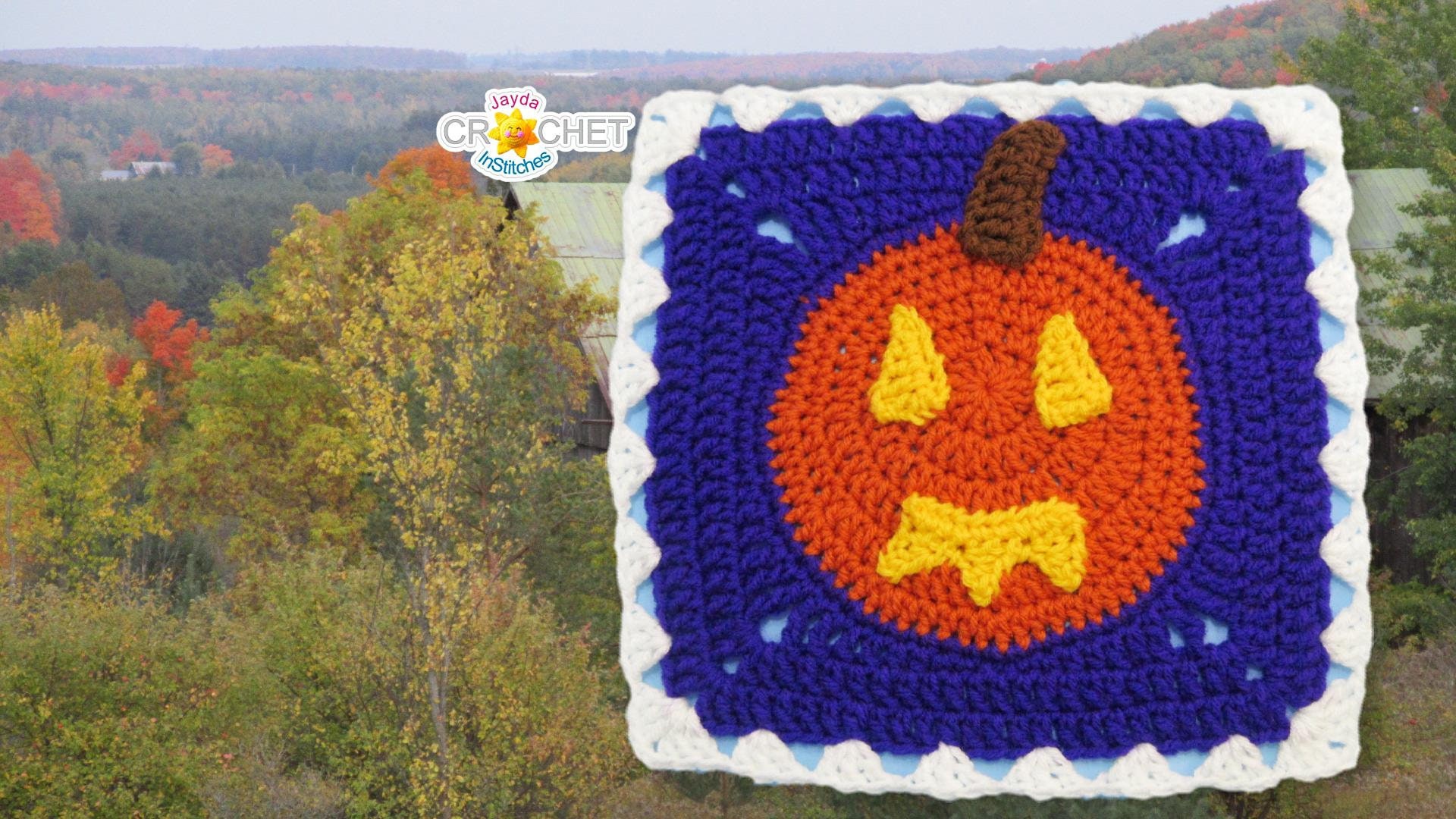 Jack-o-lantern Square Crochet PATTERN PDF - October Calendar Blanket ...