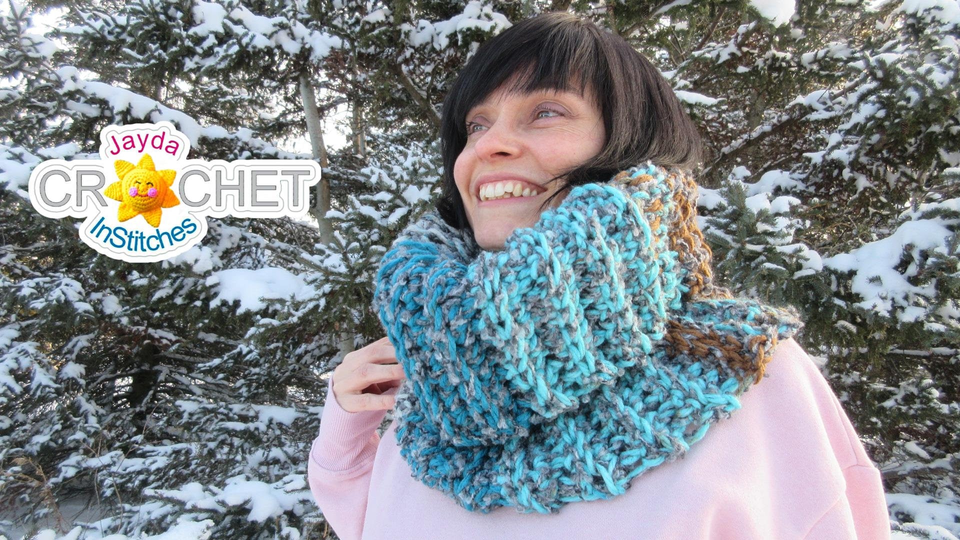 Big Bulky Cowl Crochet PATTERN PDF Bulky Self-striping | Etsy