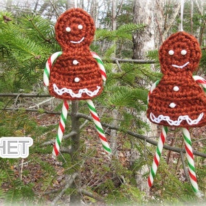 Gingerbread Man Candy Cane Holder Crochet PATTERN PDF - Tree Ornament ...