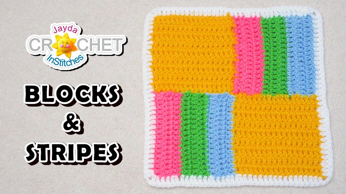 Blocks & Stripes Square Crochet PATTERN PDF Patchwork | Etsy