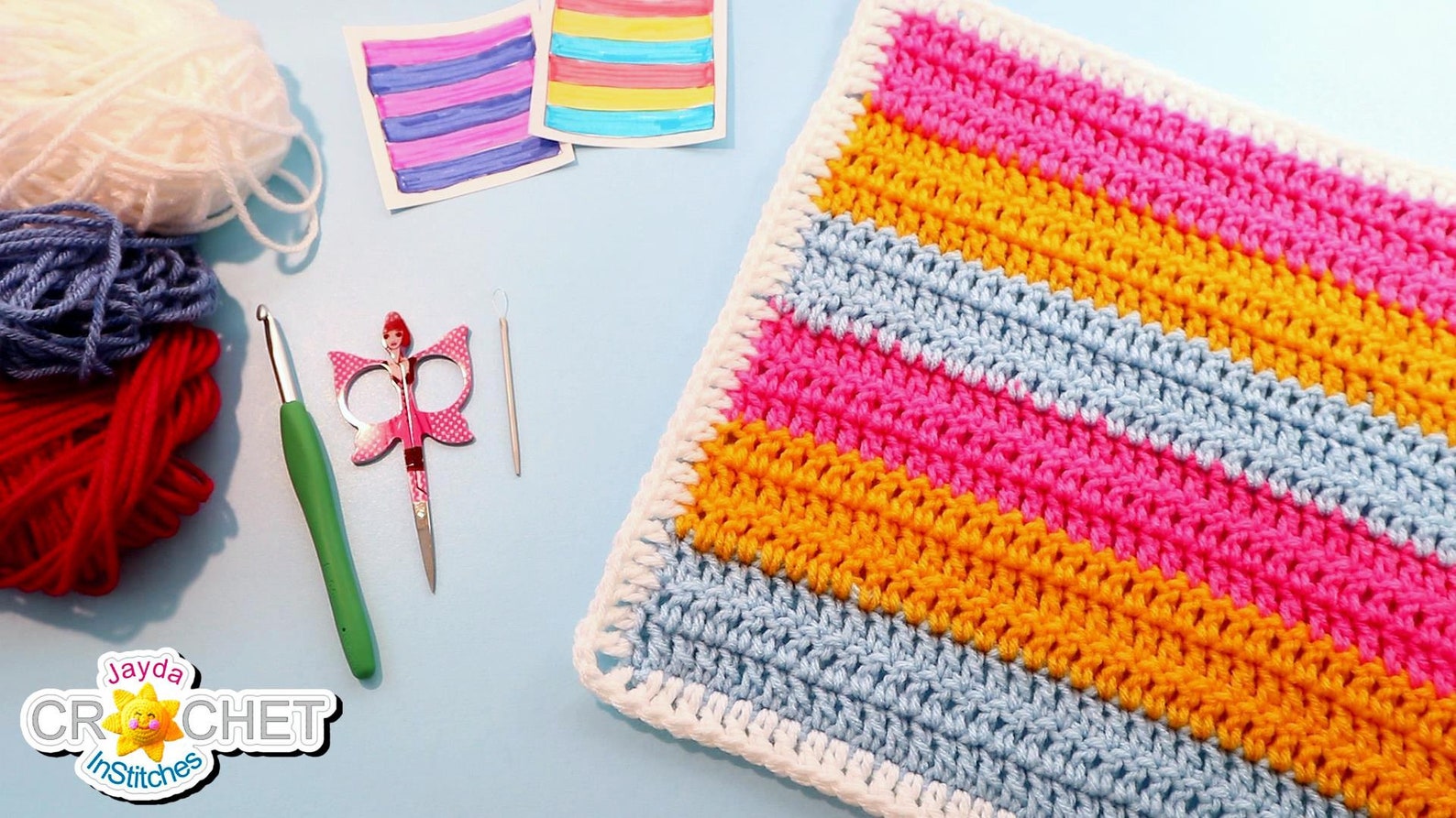 6-patch Stripe Square Crochet PATTERN PDF - Patchwork Quilt-style ...