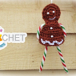 Gingerbread Man Candy Cane Holder Crochet PATTERN PDF - Tree Ornament ...