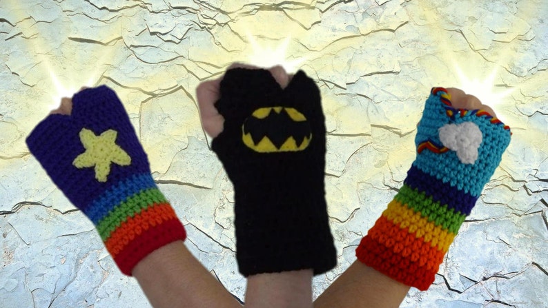 Crochet Superhero Gauntlets PATTERN PDF - Fingerless Gloves, Costume ...