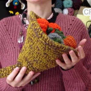 Cornucopia Crochet PATTERN PDF - Horn of Plenty Basket, Thanksgiving ...