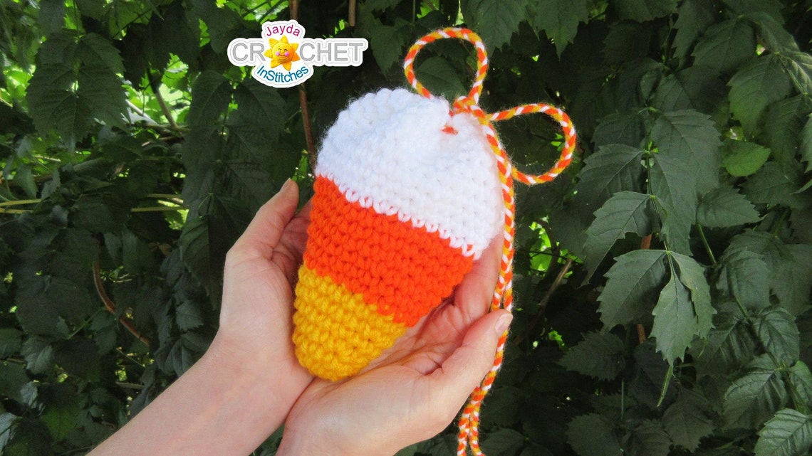 Candy Corn Drawstring Treat Bag Crochet PATTERN PDF | Etsy