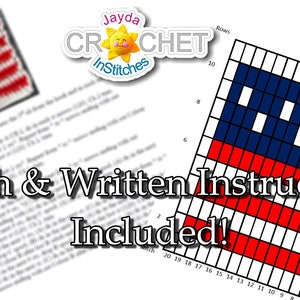 American Flag Graph Crochet PATTERN PDF - Fair Isle Style PLUS Series ...