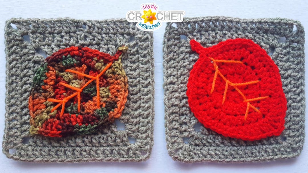 Boho Leaf Granny Square PATTERN PDF - No Sew 3D Look - Jayda Institches ...