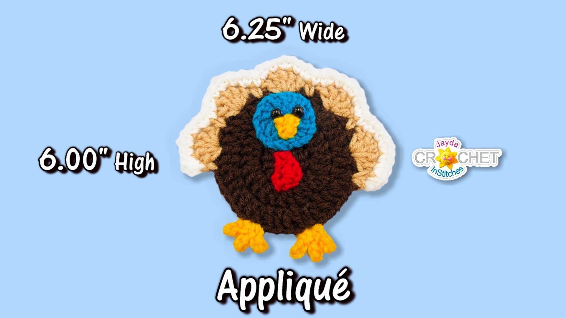 Crochet Turkey Applique or Patch PATTERN PDF Great for - Etsy