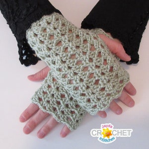 Lacy Split Shell Set Crochet PATTERN PDF - Hat, Fingerless Gloves ...