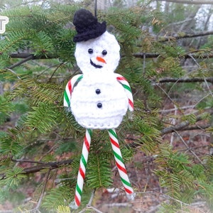 Snowman Candy Cane Holder Crochet PATTERN PDF - Tree Ornament ...