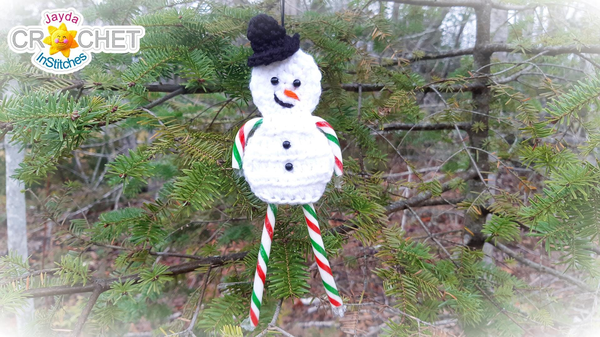 Snowman Candy Cane Holder Crochet PATTERN PDF - Tree Ornament ...