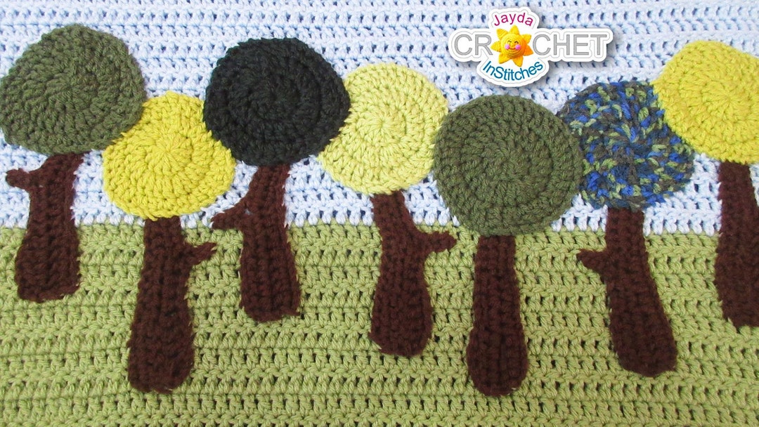 Trees Applique (deciduous) - Crochet PATTERN PDF - Folk Art Calendar ...
